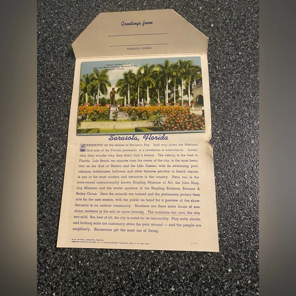 Curt Teich & Co. | Other | Vintage Rare Sarasota Fl Postcard Art ...